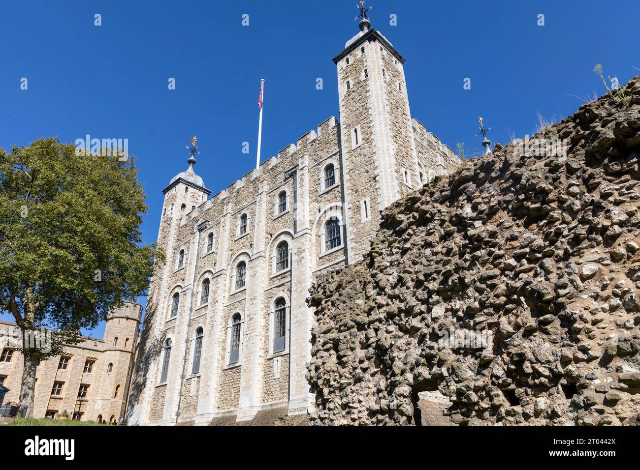 White Tower the central tower of Tower of London, medieval castle keep ...