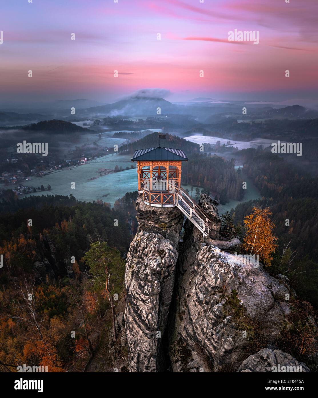 Jetrichovice, Czech Republic - Aerial view of Mariina Vyhlidka (Mary's ...