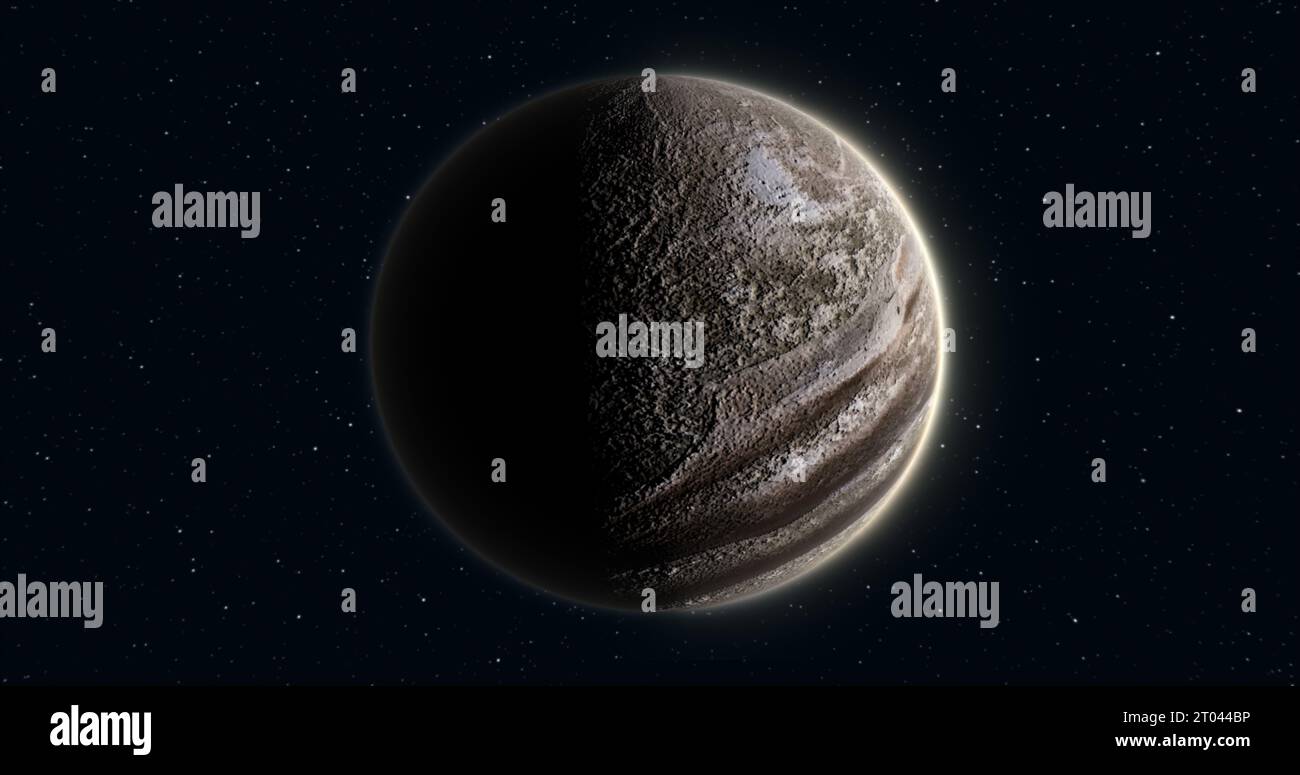 Abstract realistic space planet round sphere with a stone relief ...
