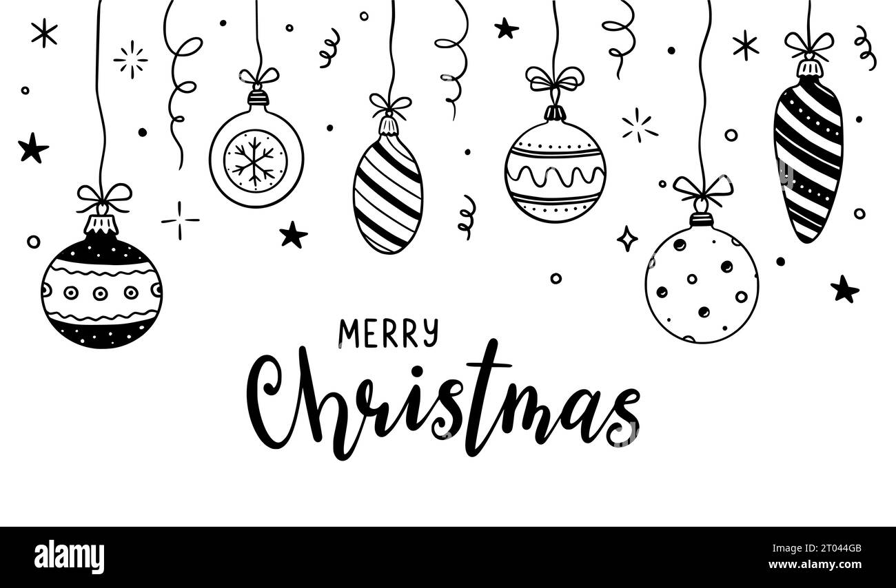 Xmas ball illustration Black and White Stock Photos & Images - Alamy