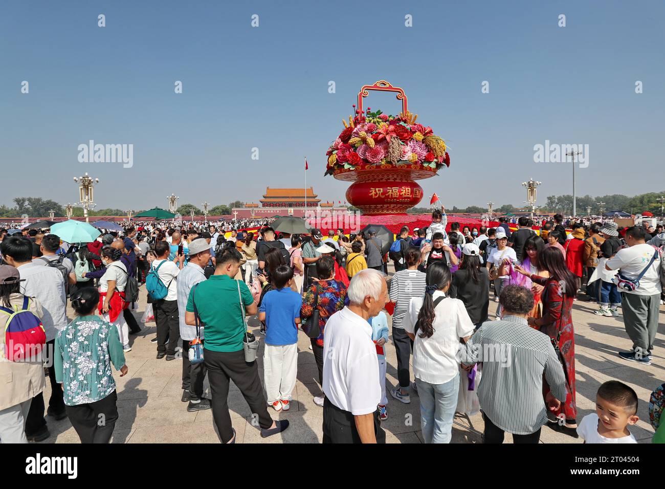 Tourists visit the Tiananmen Square during the National Day holidays in ...