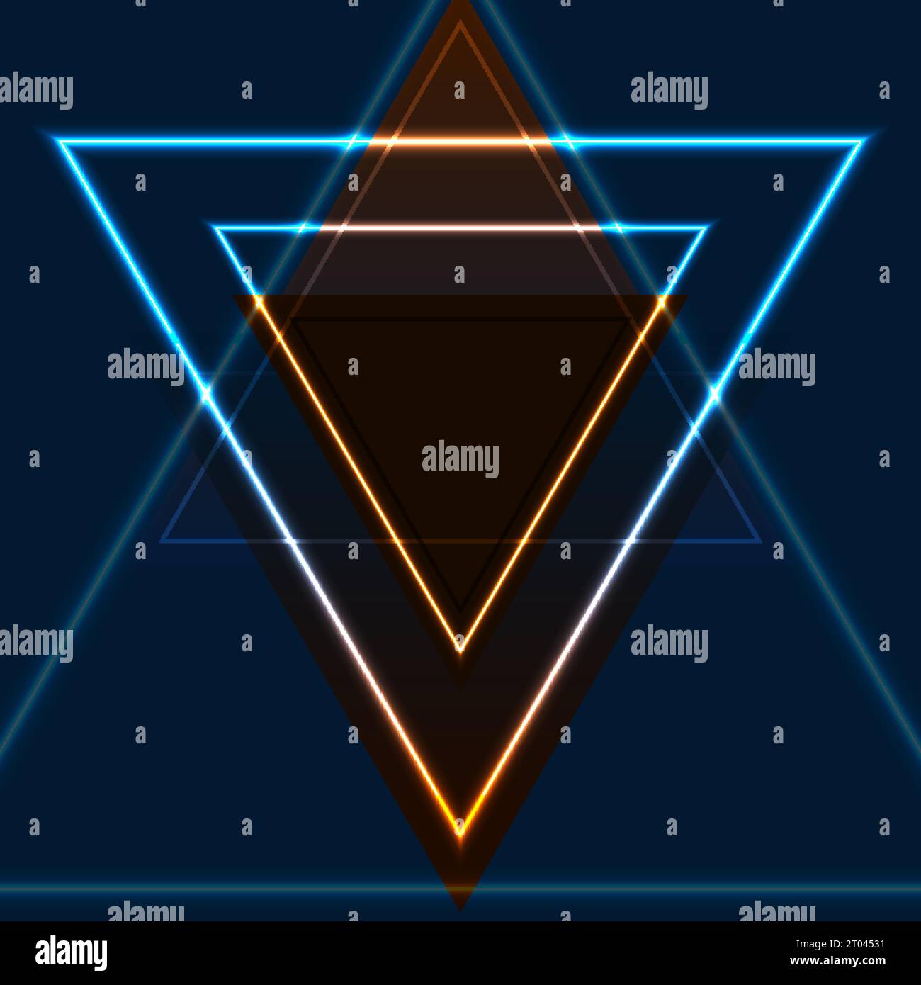 Blue and orange retro neon laser triangles abstract background. Glowing vector design Stock ...
