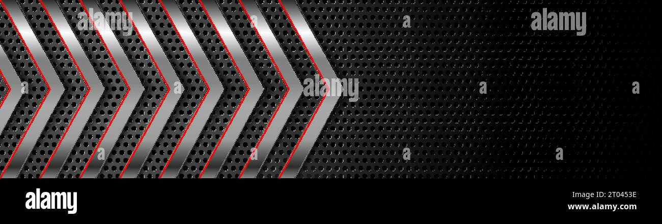 Metallic arrows on dark perforated background vector banner design ...