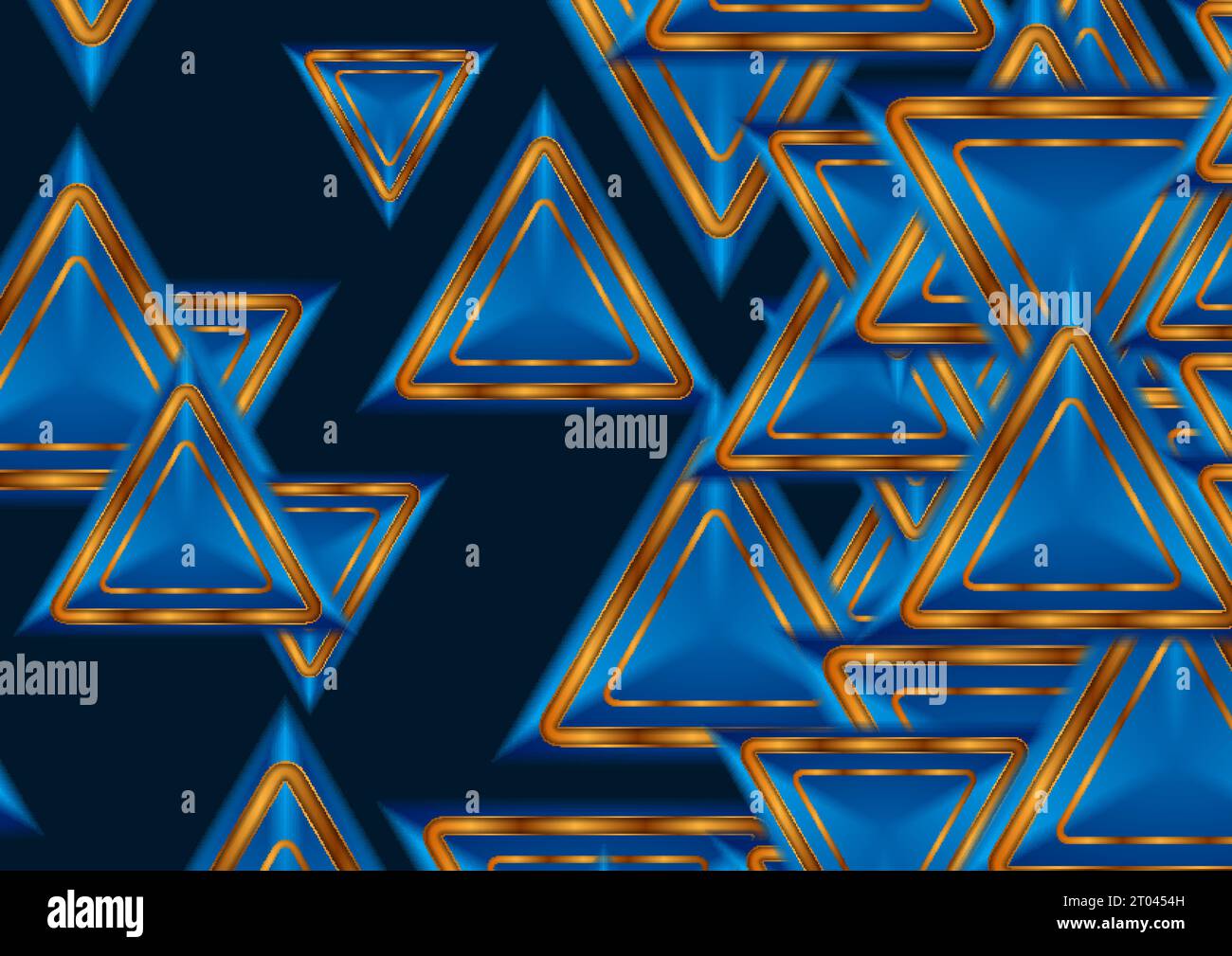 Abstract tech background with blue and golden triangles. Vector ...