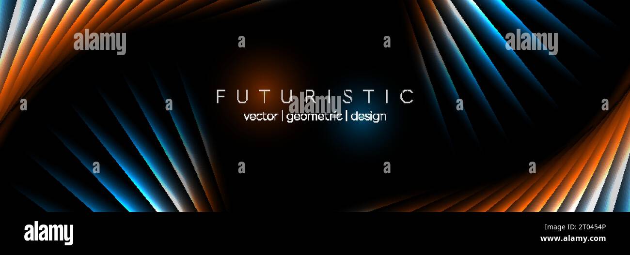 Orange and blue laser lines abstract hi-tech banner design. Vector neon ...