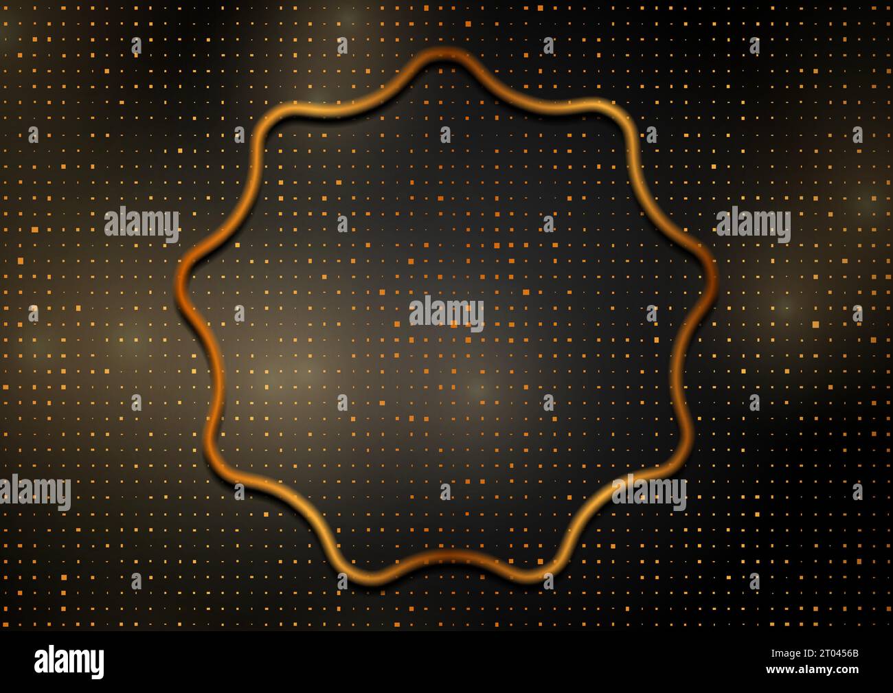 Abstract black tech geometric background with golden wavy circle ...