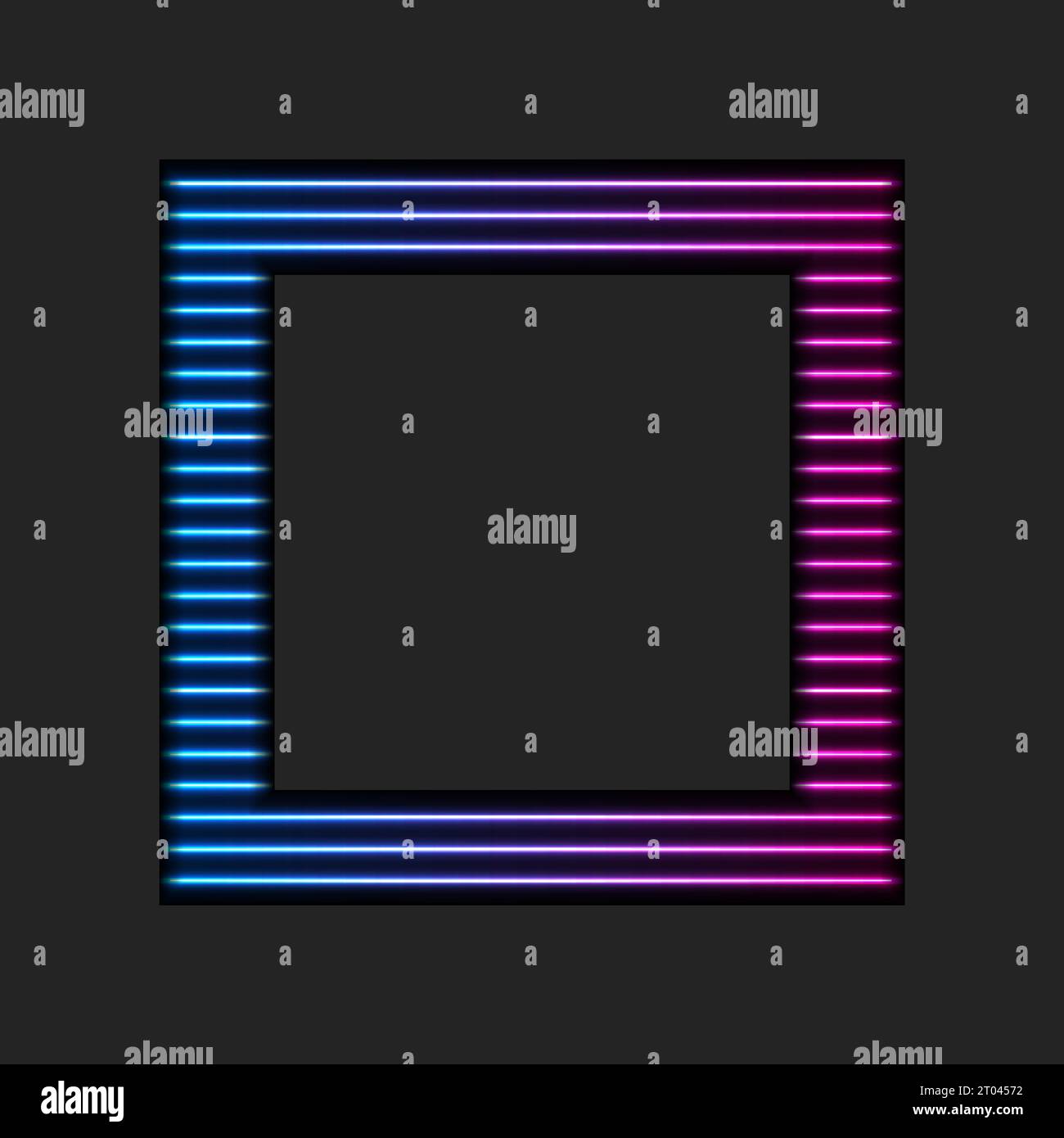 Blue purple neon square frame abstract tech background. Vector luminous ...