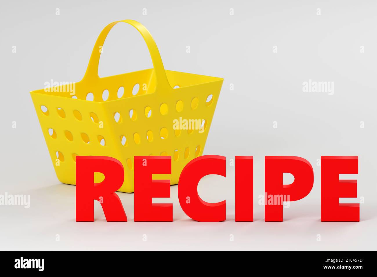 Red letters sign Recipe, soft light, front view 3d rendered ...