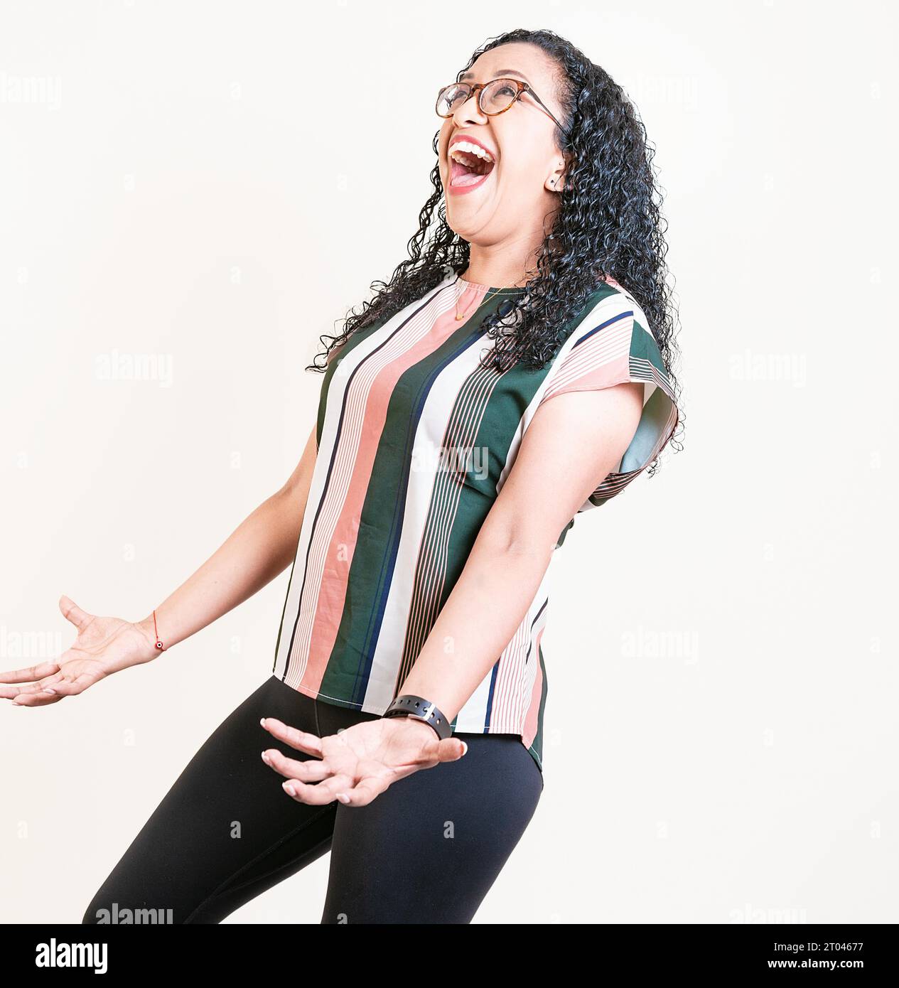 Angry people shouting up with open hands isolated. Desperate woman with ...