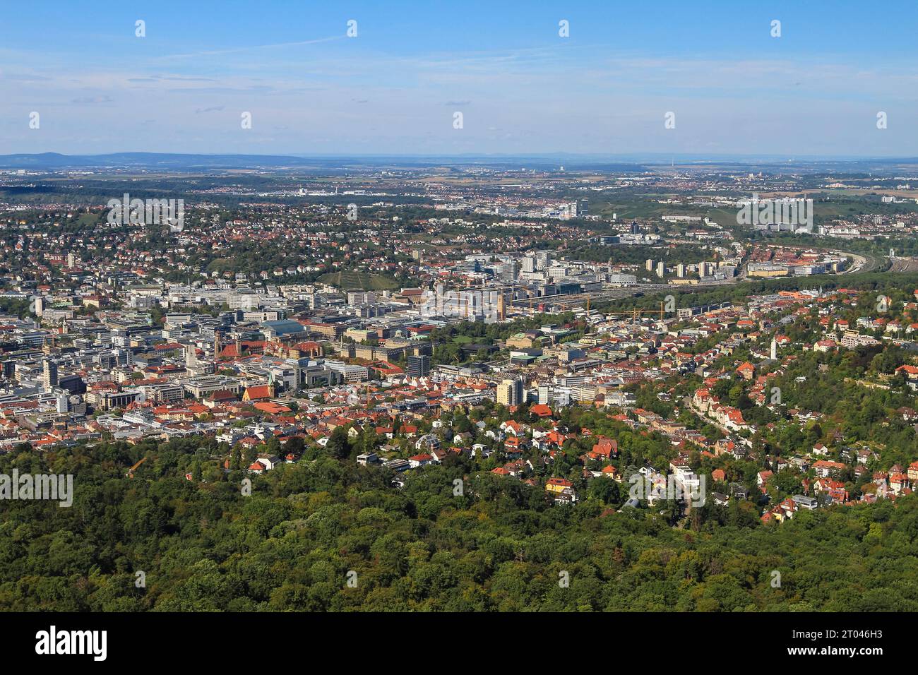 Stuttgart city centre basin, seen from the observation deck of the ...