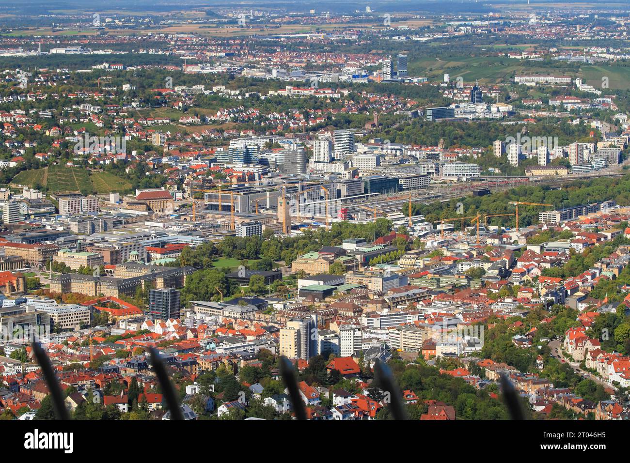 City centre with New Palace, main railway station and construction site ...