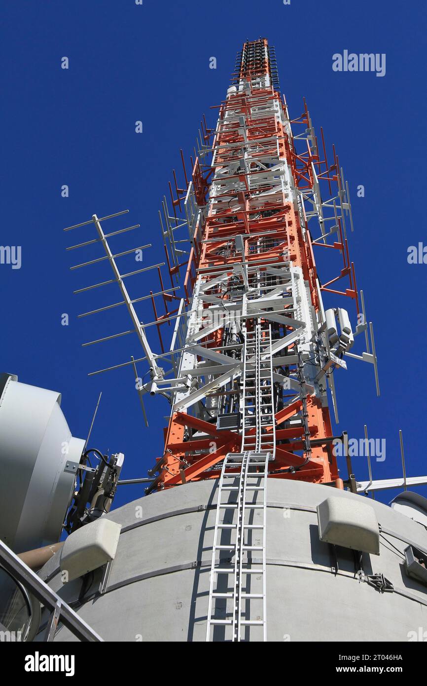 Top of the TV tower, seen from the observation deck, 217 metres high ...