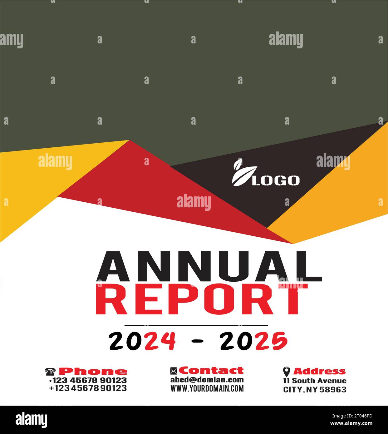 Amazing editable red yellow wave combination annual report cover page ...