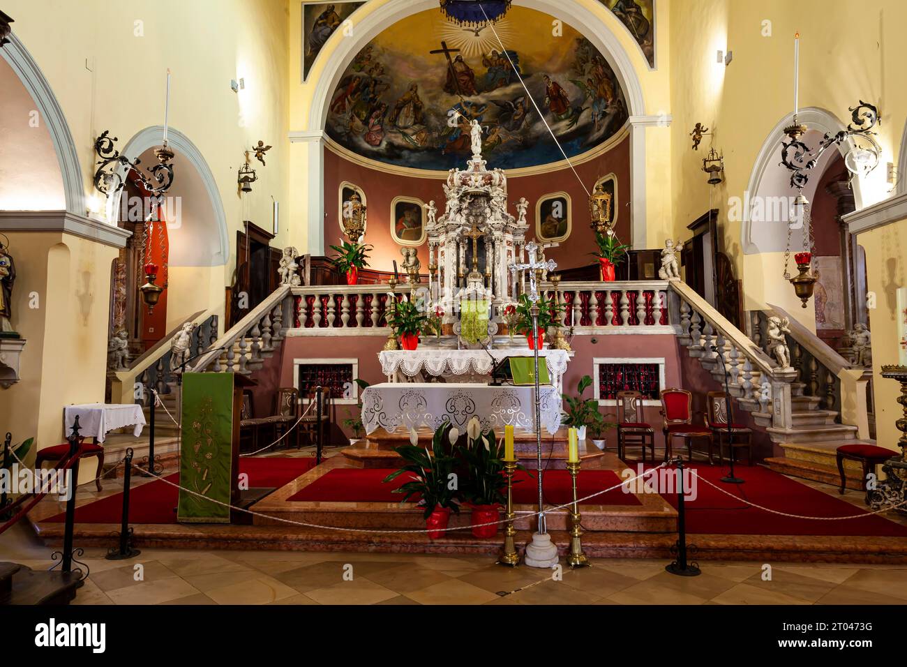 Church altar in the church of St. Pelagia, Novigrad, Istria County ...