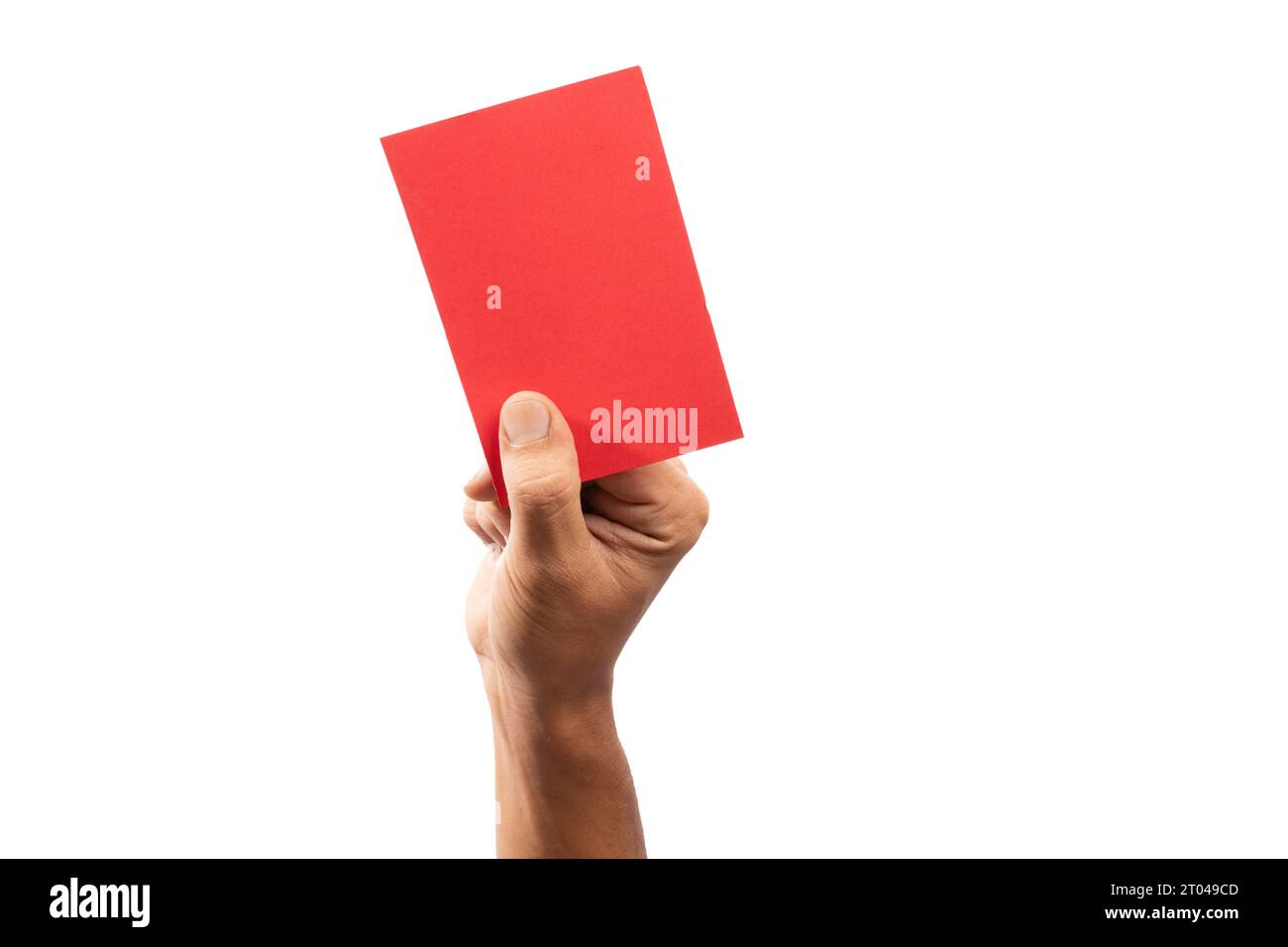 Hand holding a red card isolated on white background Stock Photo - Alamy