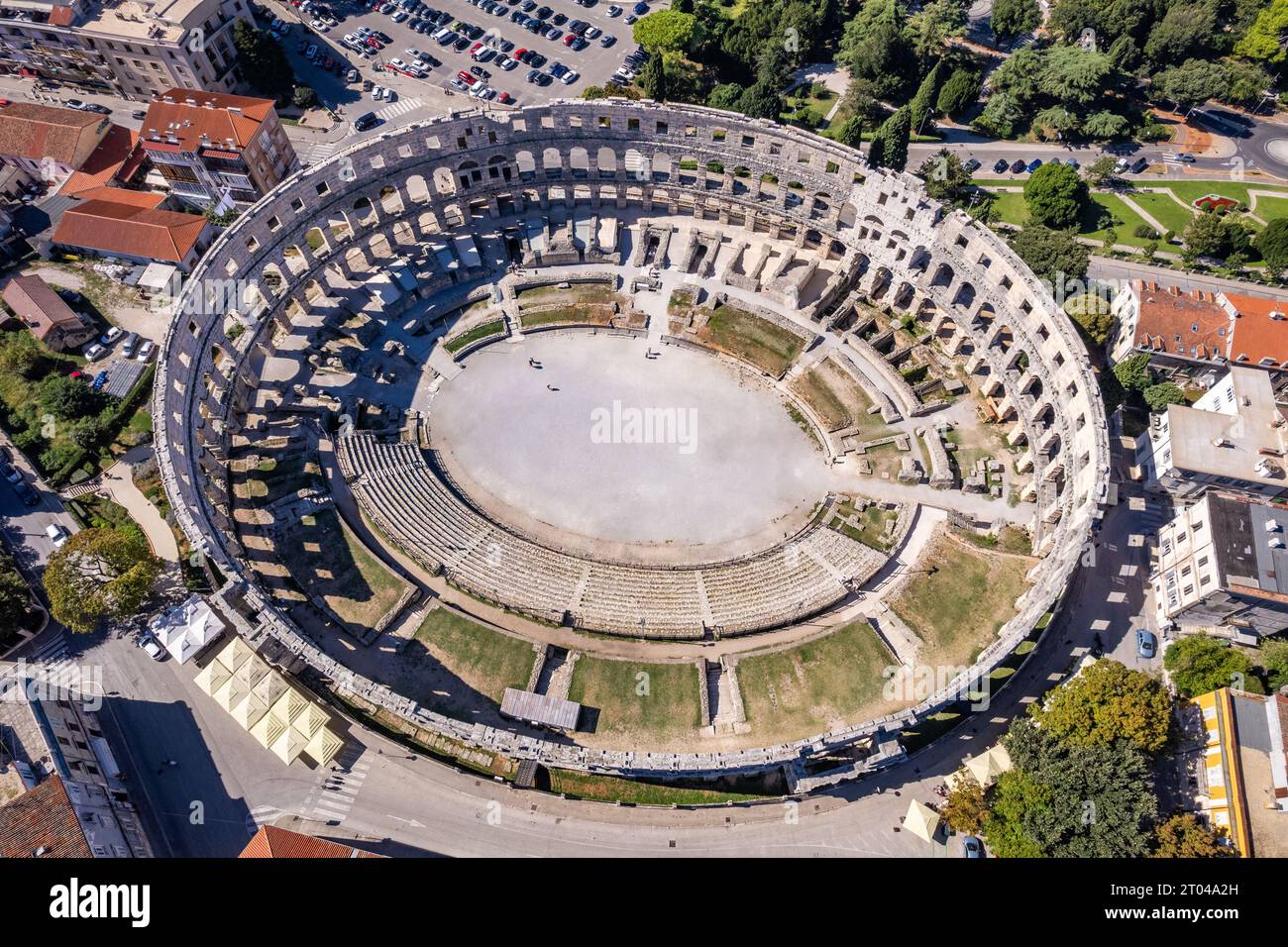 Pula city ancient arena aerial hi-res stock photography and images - Alamy