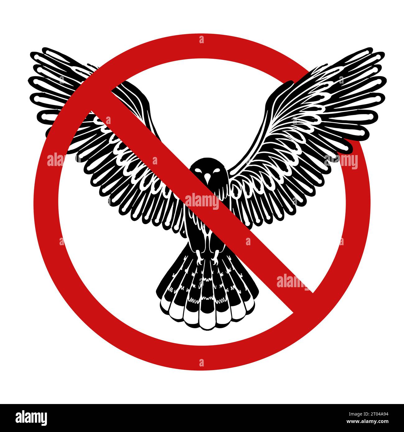 Vector prohibition sign with silhouette of a flying bird isolated from ...