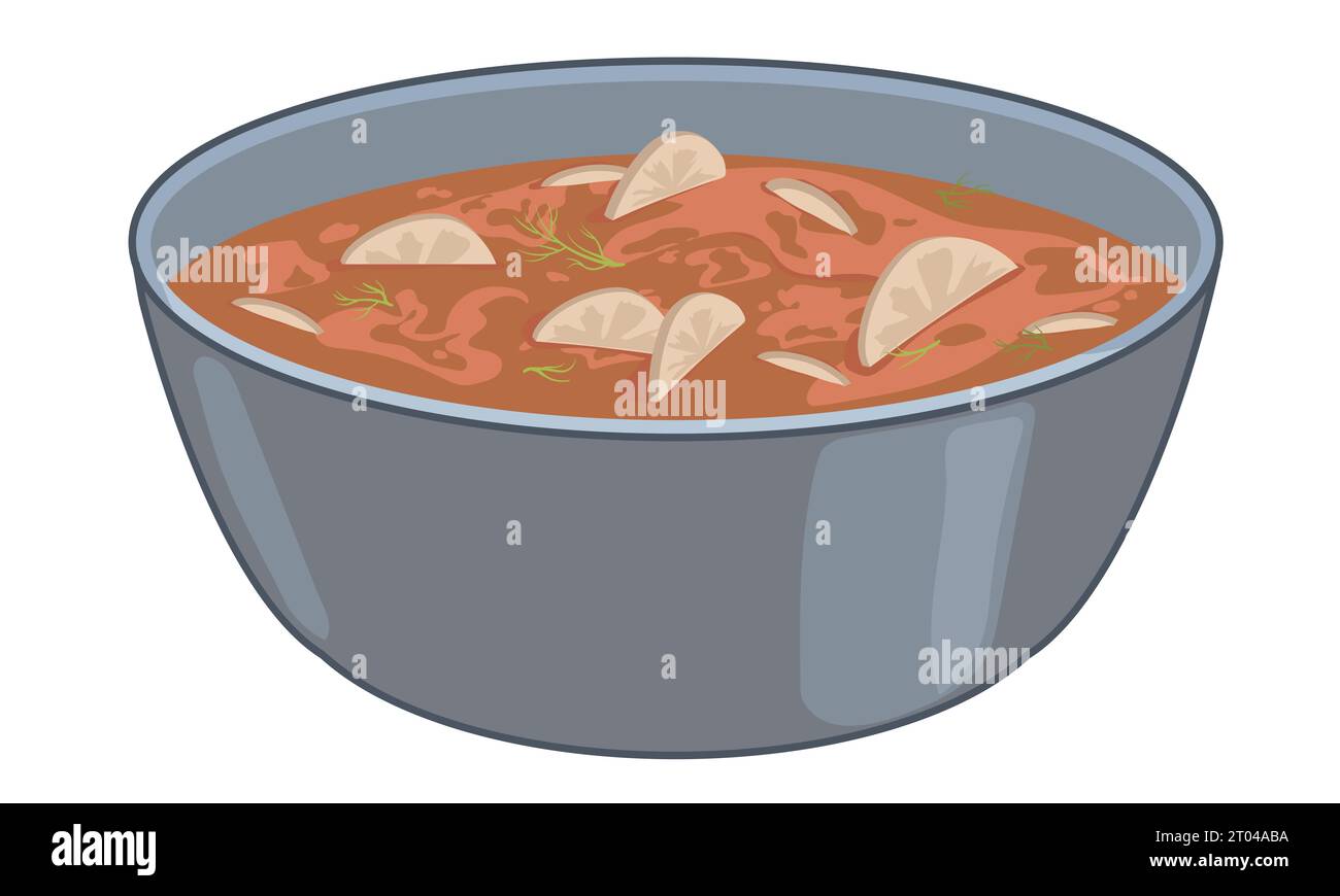 Kari in a bowl on a white background. Vector, flat style. A common food ...