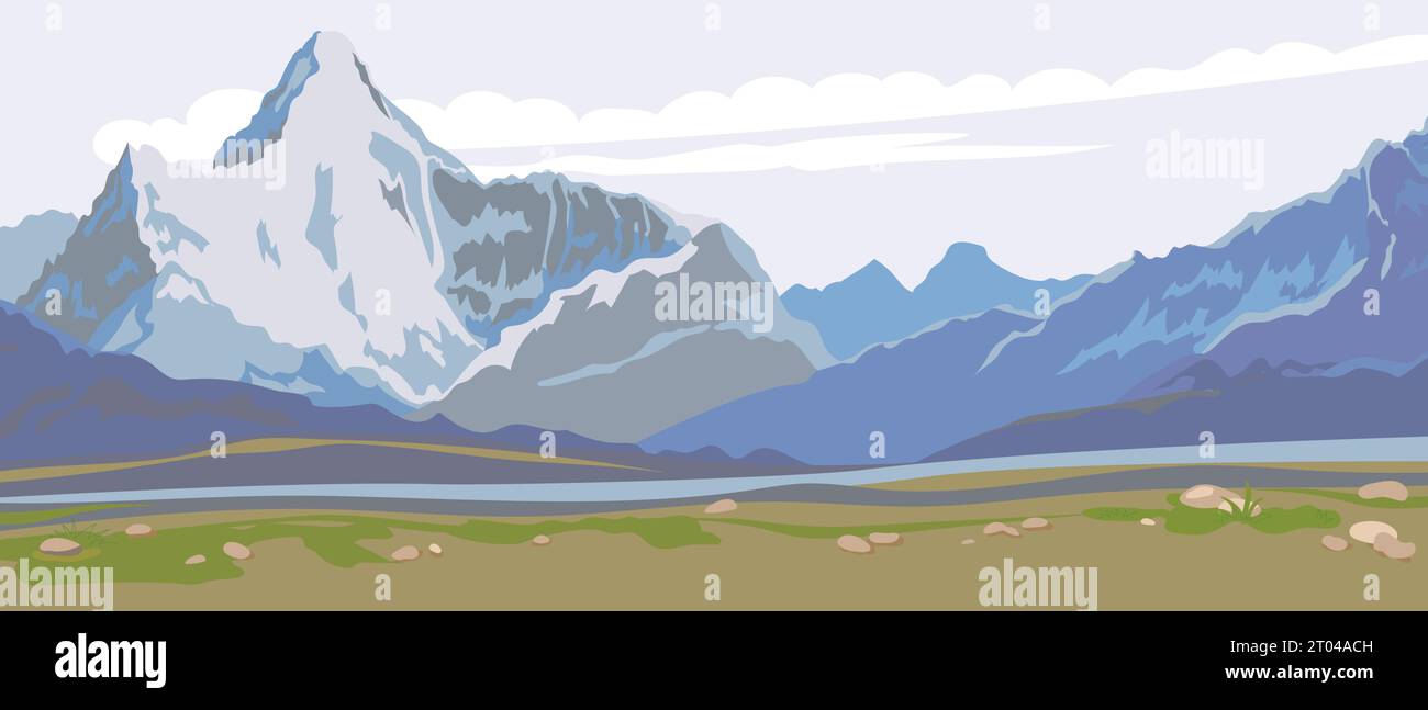 Wide alpine valley Stock Vector Images - Alamy
