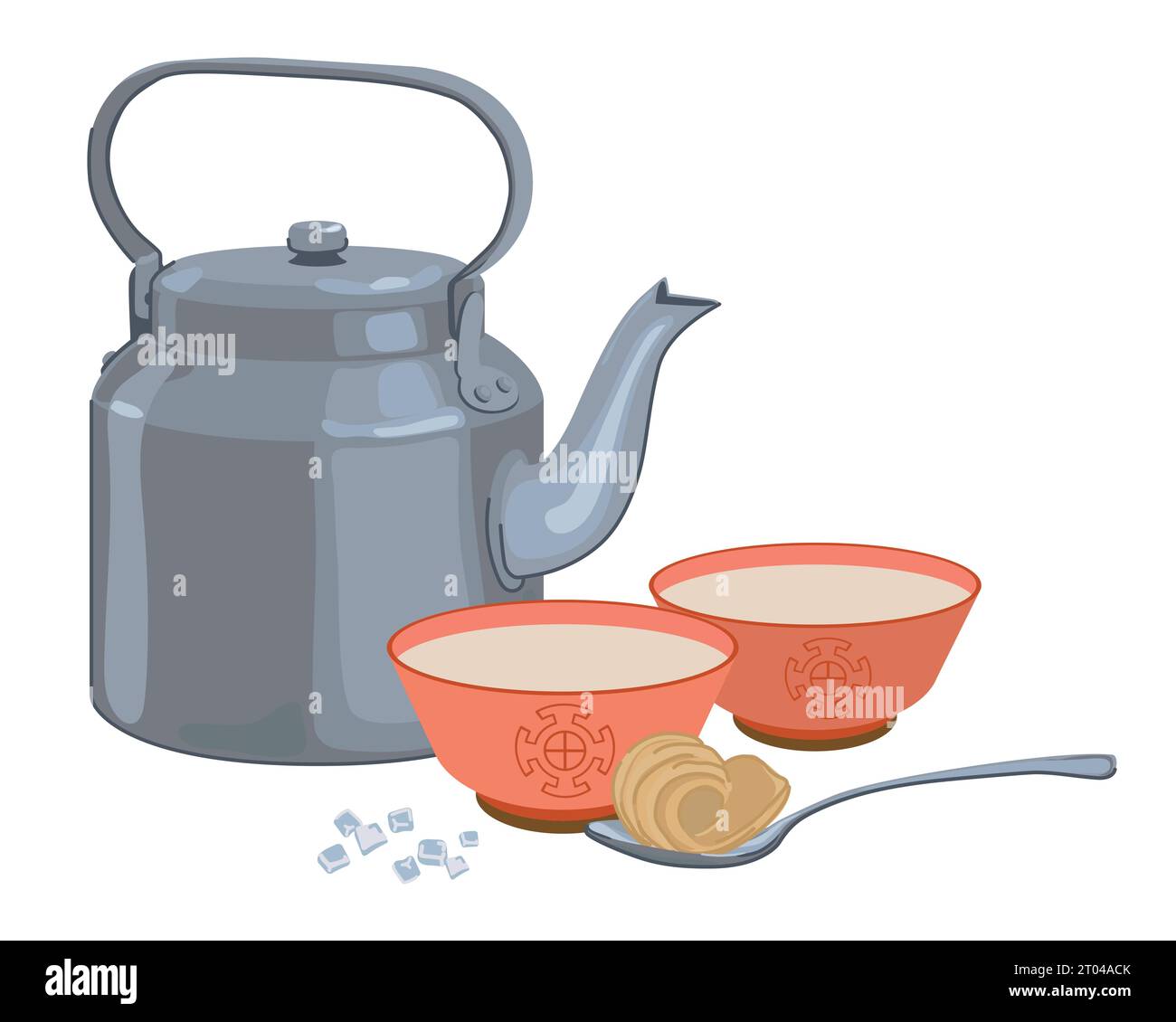 Tea with butter and salt. A traditional drink of the peoples of the ...