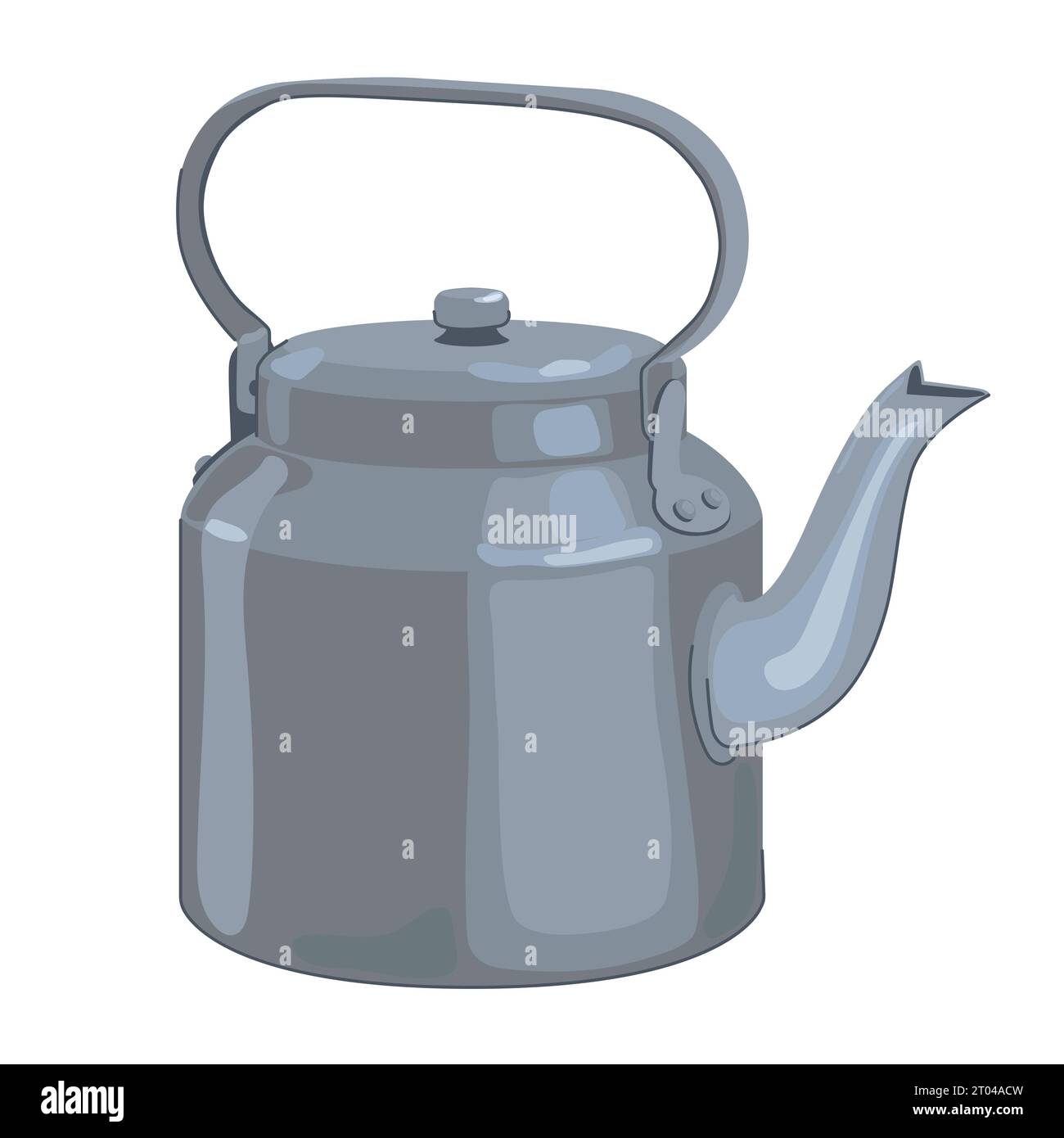 Aluminum kettle for boiling water on the stove. Vector, flat style ...
