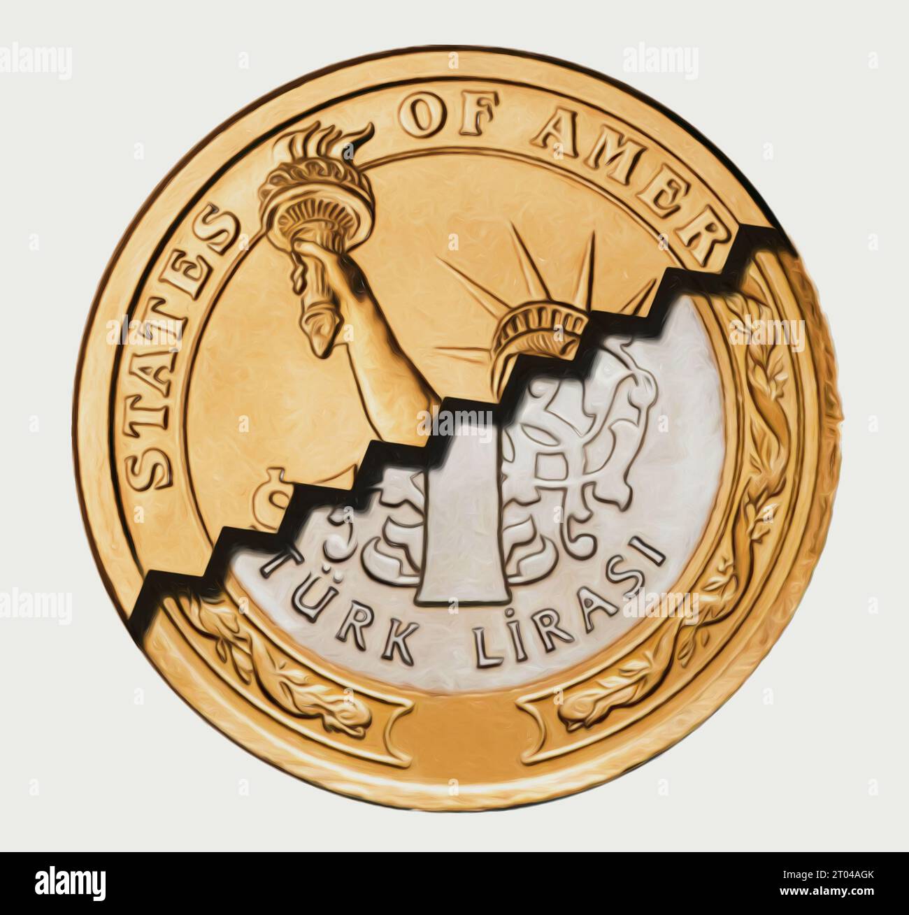 Photo Manipulation Art. US Dollar and Turkish Lira coin Stock Photo - Alamy