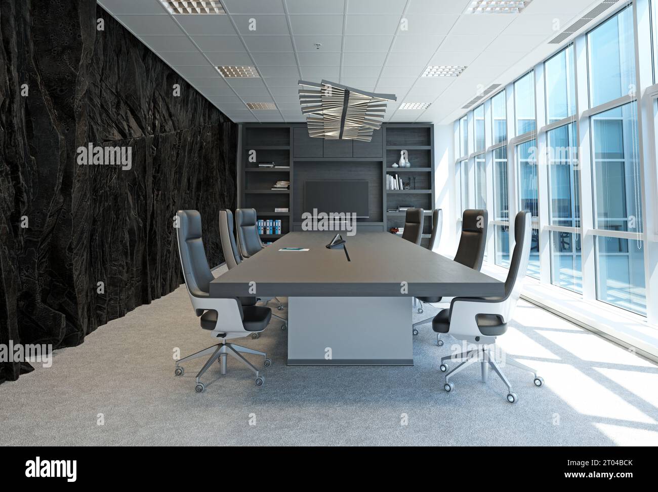 modern office interior with rock feature Stock Photo - Alamy