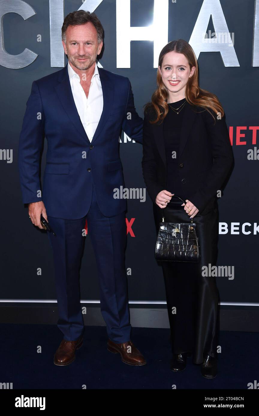 Christian Horner und Bluebell Halliwell bei der Premiere der Netflix ...