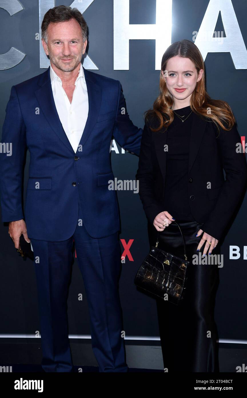 Christian Horner und Bluebell Halliwell bei der Premiere der Netflix ...