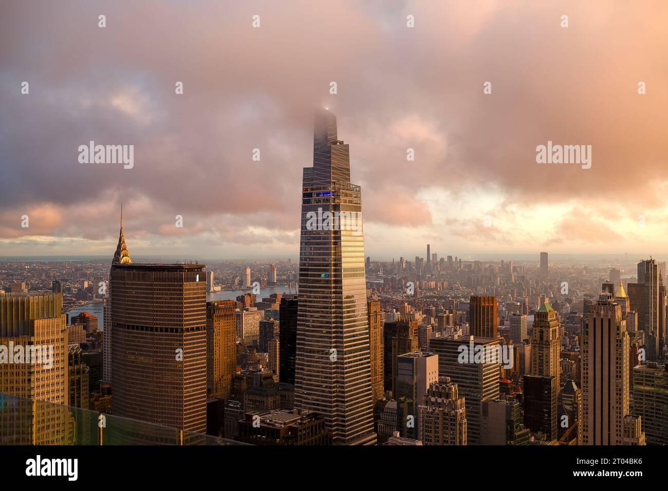 Epic sunset after the rain. Amazing aerial cityscape landscape about ...