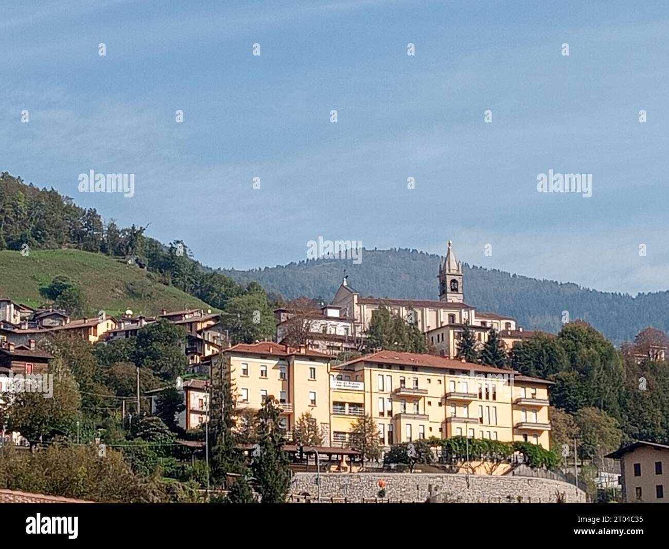 view of the town Bovegno in the upper Val Trompia in Brescia in Italy ...
