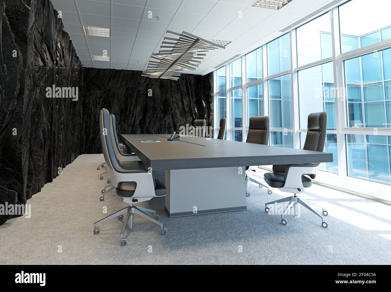 modern office interior with rock feature Stock Photo - Alamy