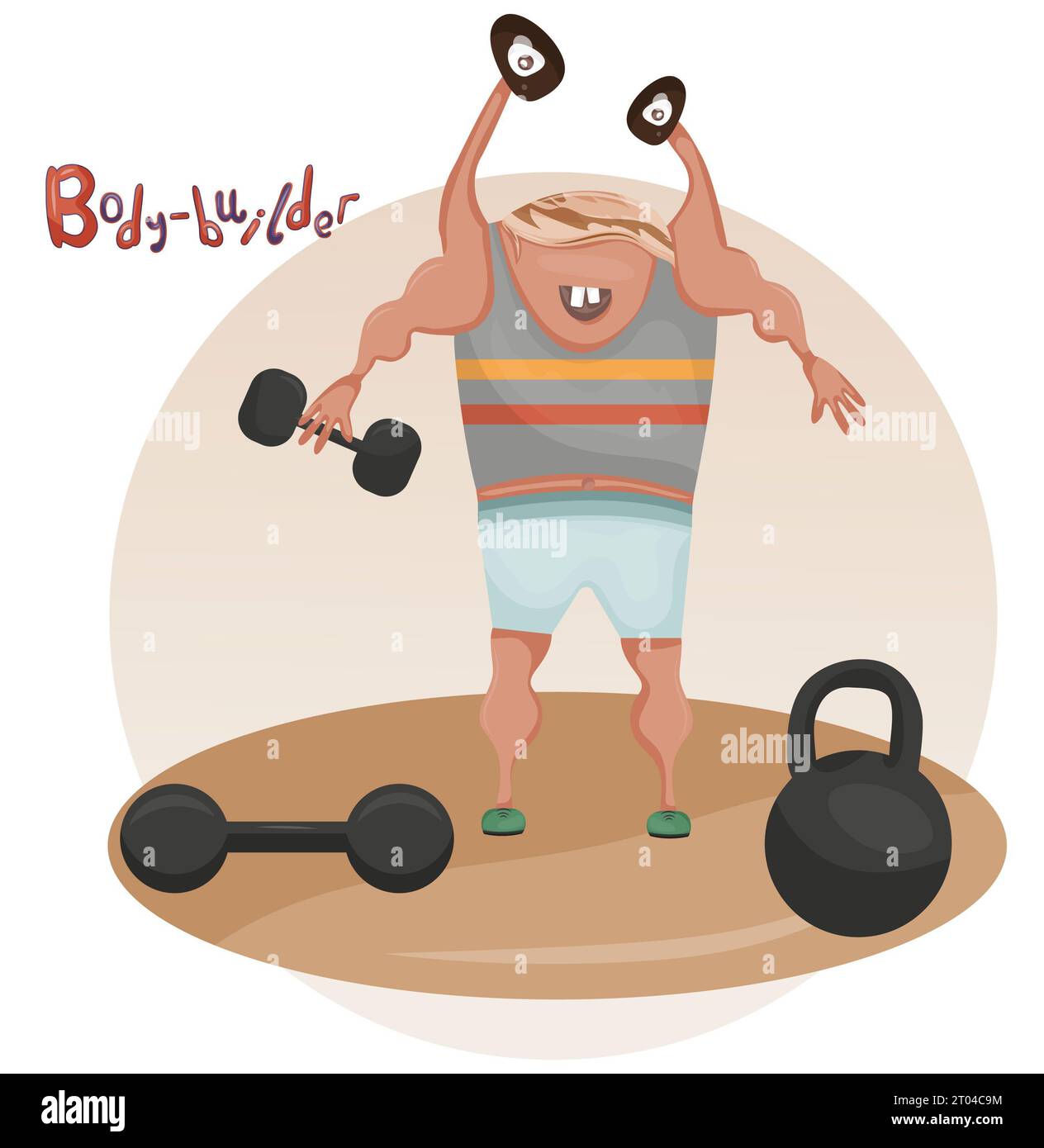 Cute Sporty monster illustration, graphic bodybuilder clip art ...