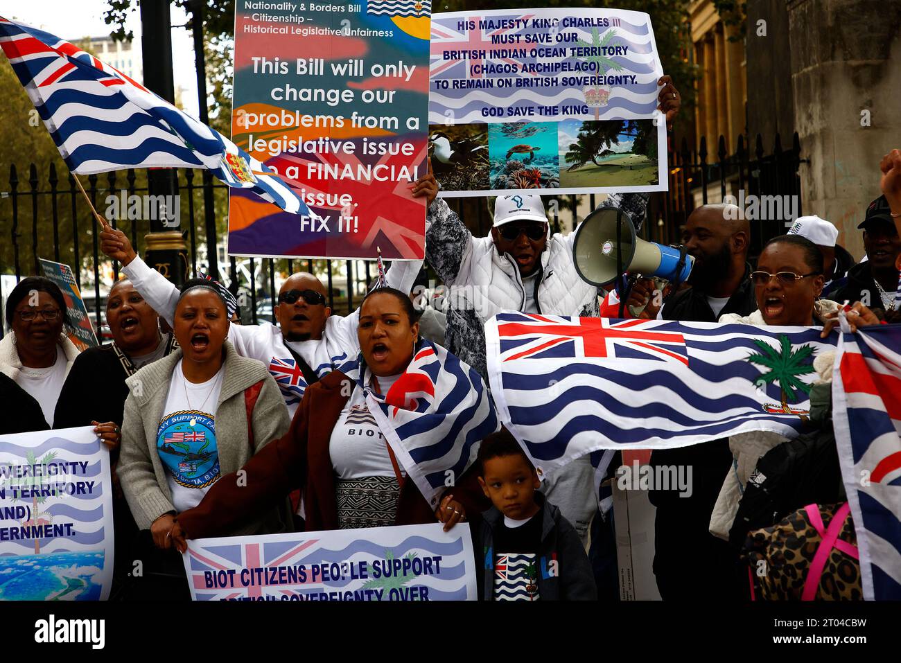 London, UK. October 3, 2023. British Indian Ocean Territory citizens ...