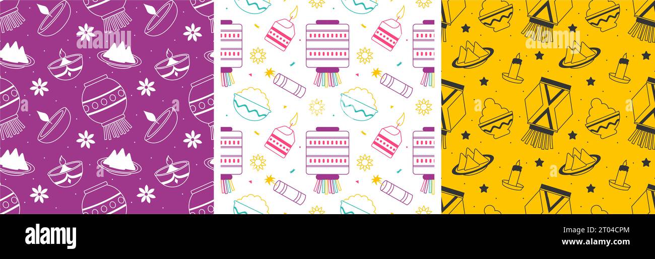 Happy Diwali Seamless Pattern Illustration Design with Light Festival ...