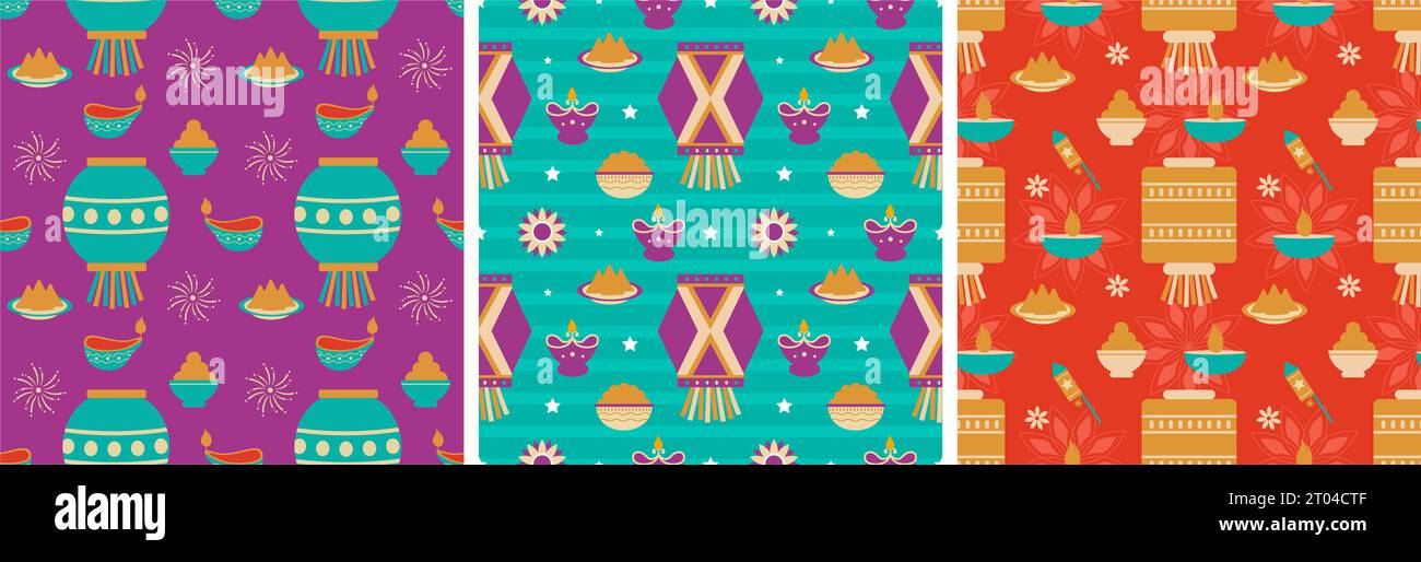 Happy Diwali Seamless Pattern Illustration Design with Light Festival ...