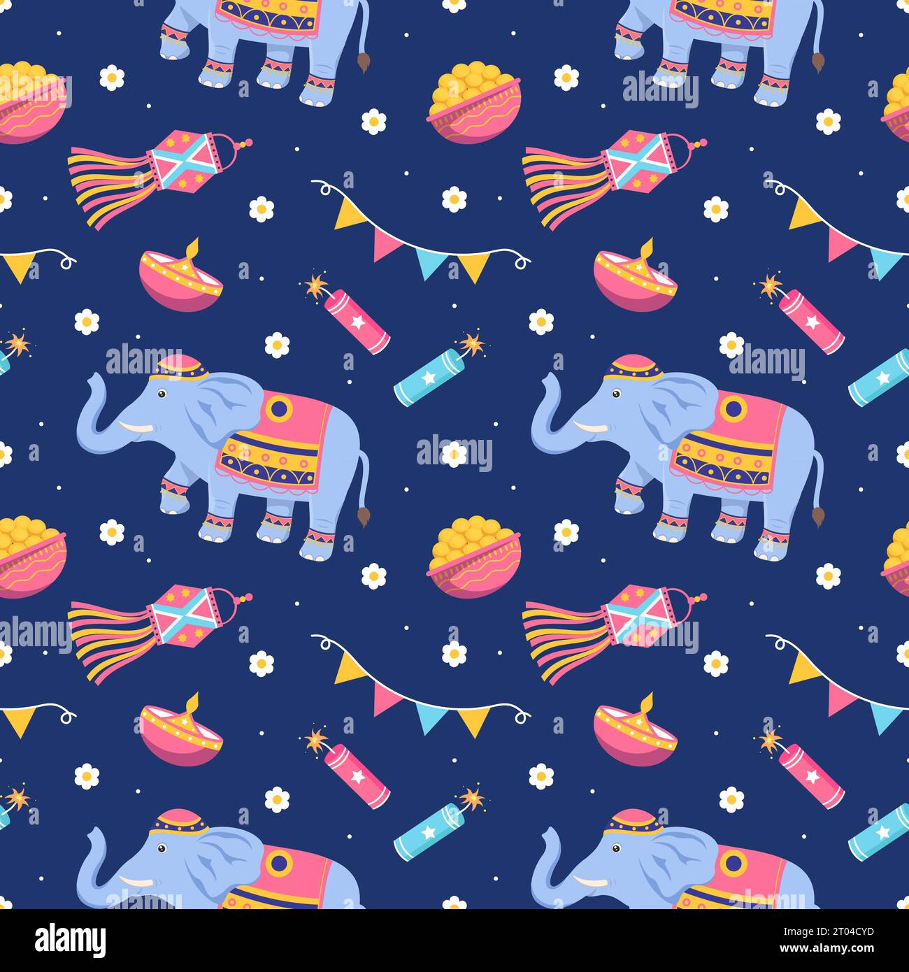 Happy Diwali Seamless Pattern Illustration Design with Light Festival ...