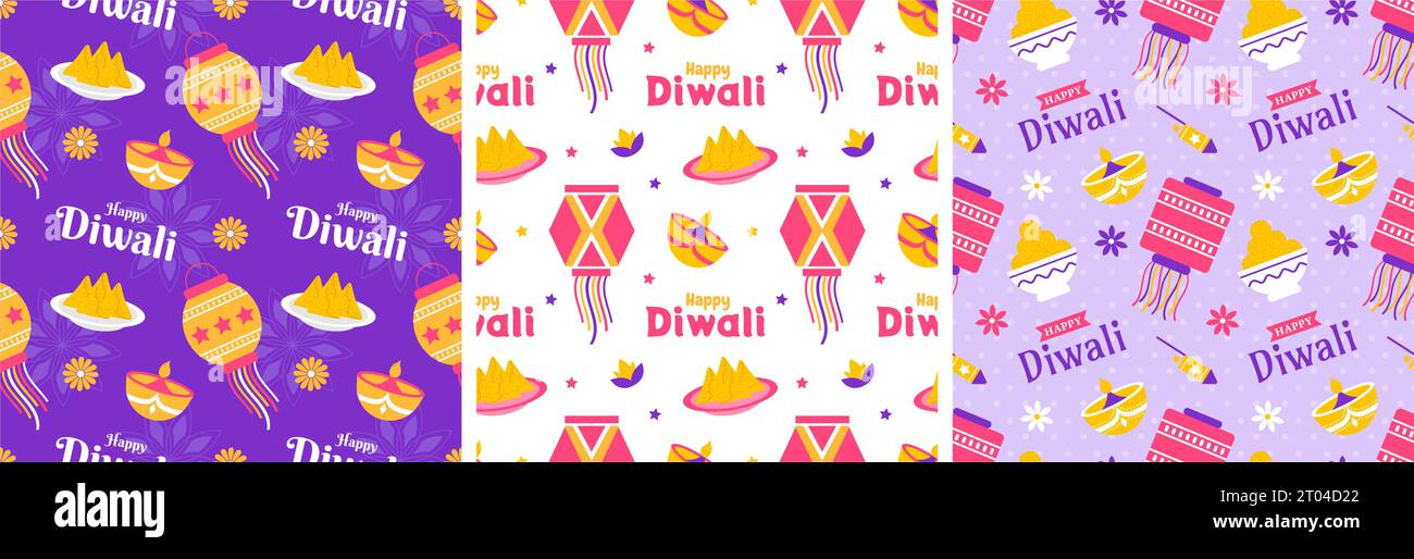 Happy Diwali Seamless Pattern Illustration Design with Light Festival ...
