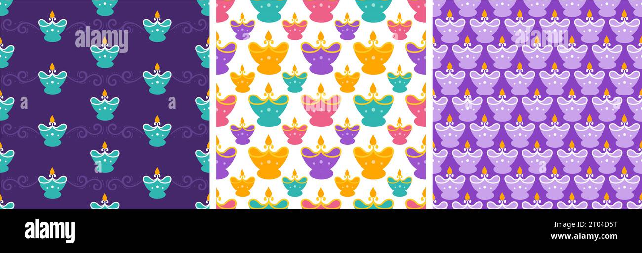Happy Diwali Seamless Pattern Illustration Design with Light Festival ...