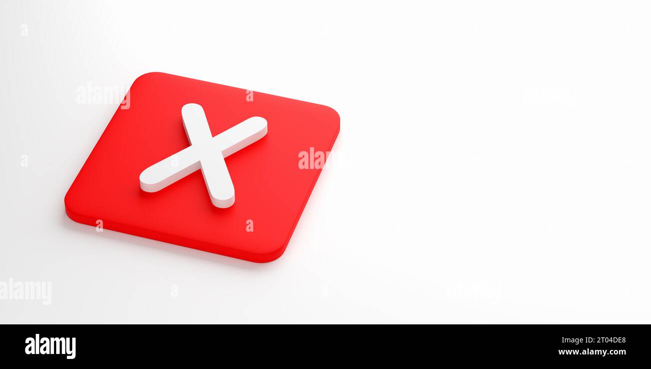 Rejection Error Wrong And Voting No Concepts X Symbol Cross Mark On Red Push Button On White