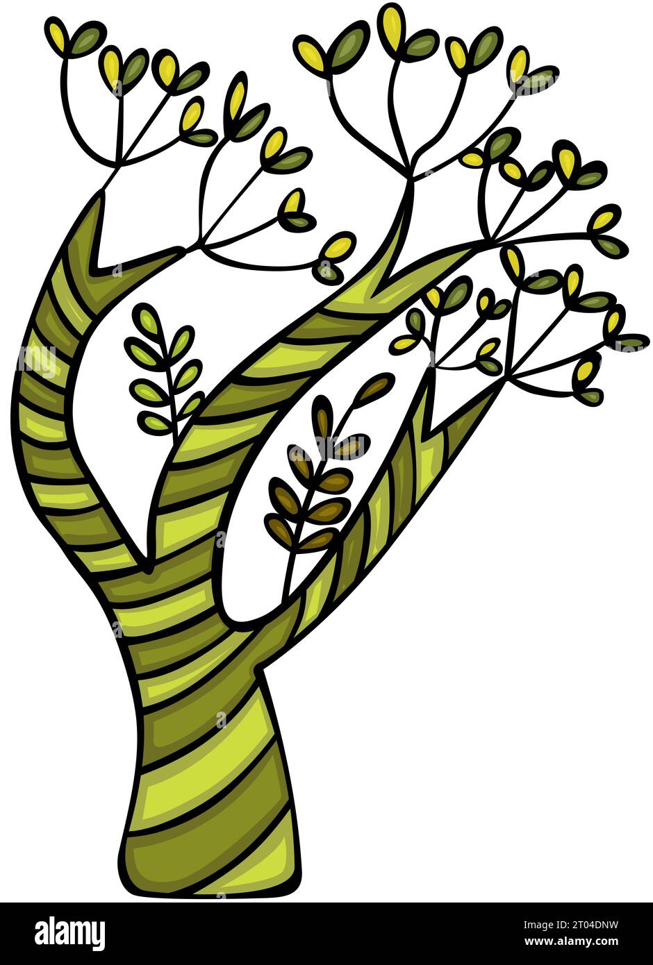 Green tree cartoon drawing style Stock Photo - Alamy