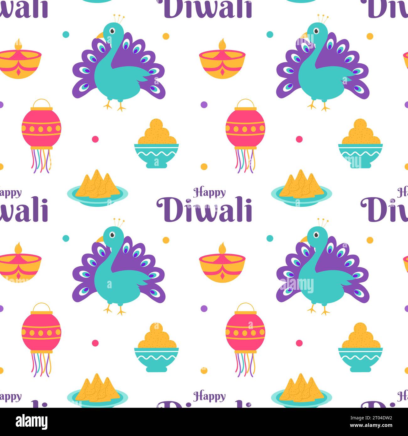 Happy Diwali Seamless Pattern Illustration Design with Light Festival ...