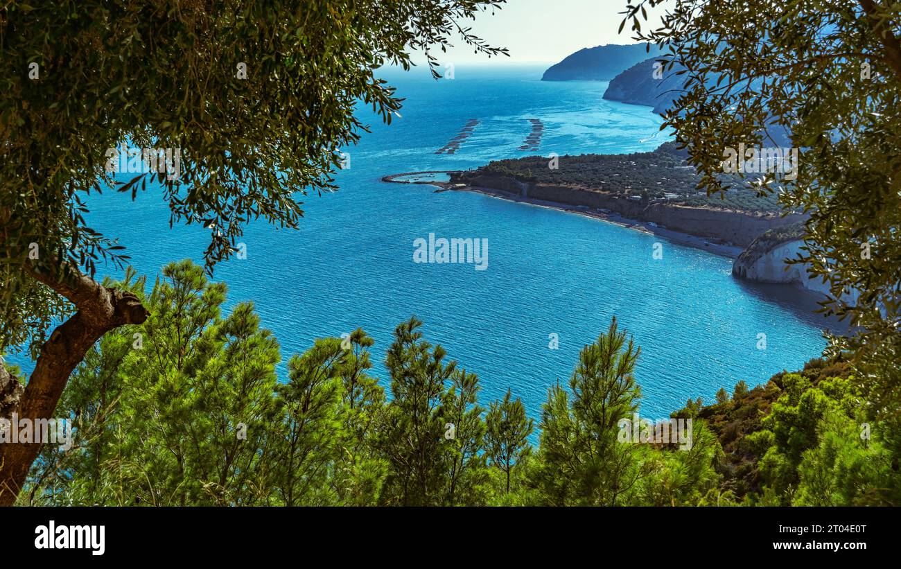 The Mattinatella bay of black stones in the Gargano National Park ...