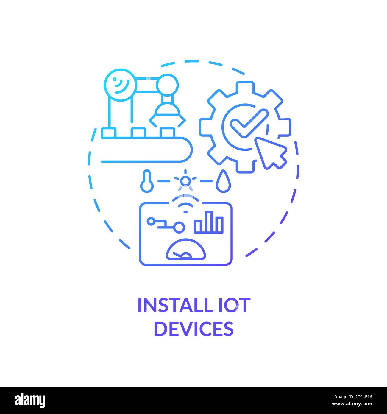 2d Gradient Thin Linear Icon Install Iot Devices Concept Stock Vector