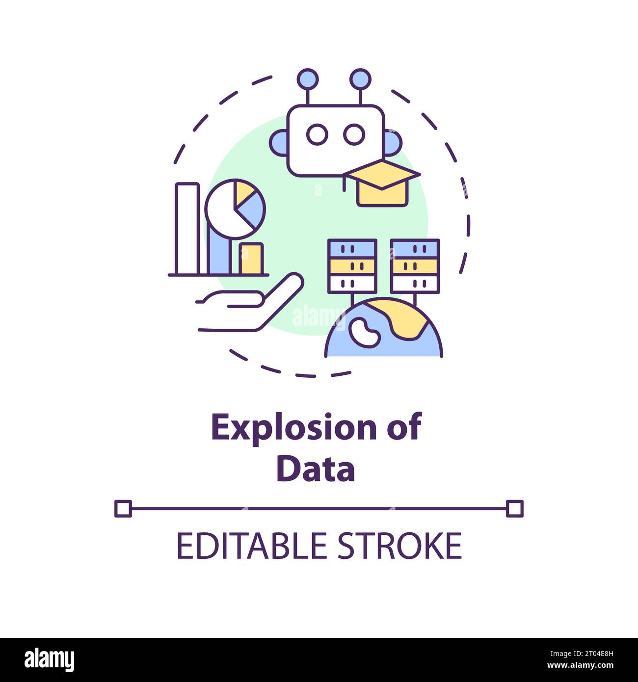 2D colorful thin linear icon explosion of data concept Stock Vector Image & Art - Alamy