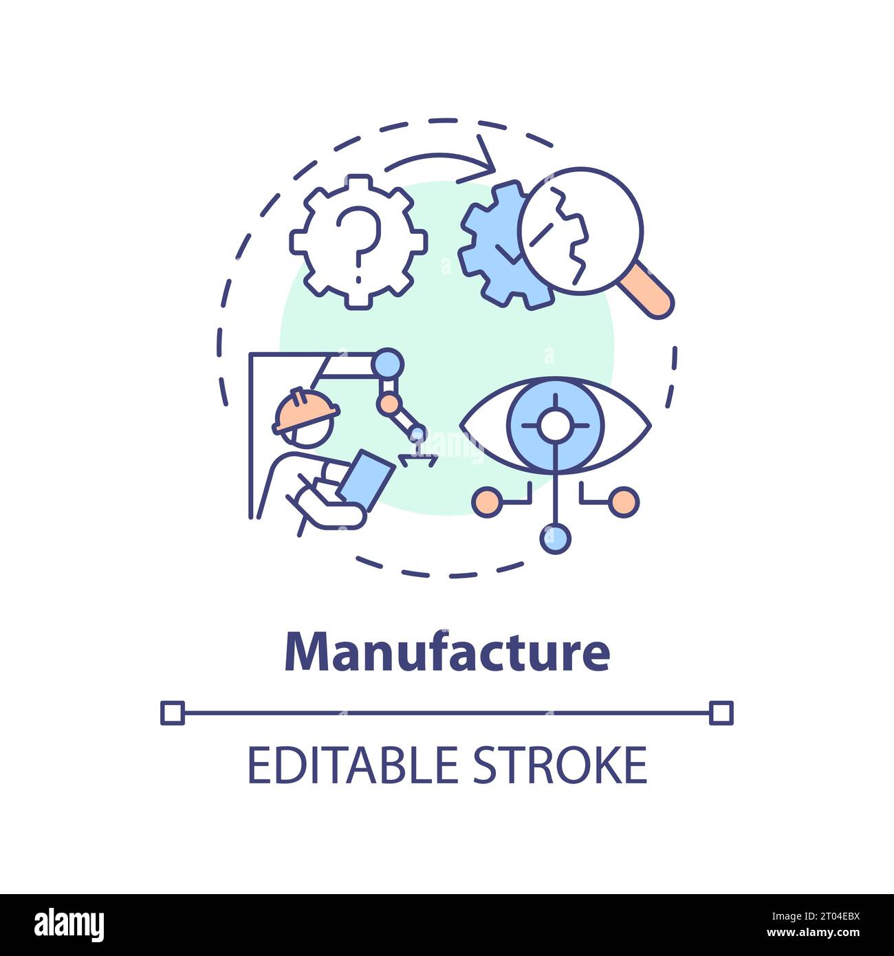 2d Colorful Thin Linear Icon Manufacture Concept Stock Vector Image