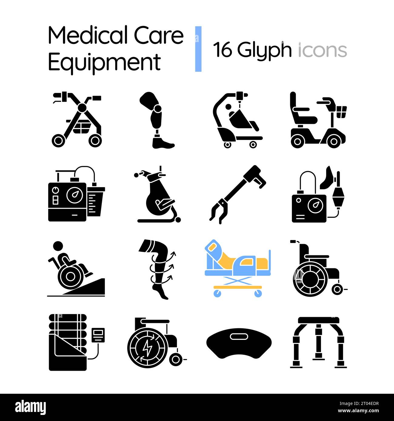 Pack of pixel perfect silhouette medical equipment icons Stock Vector ...