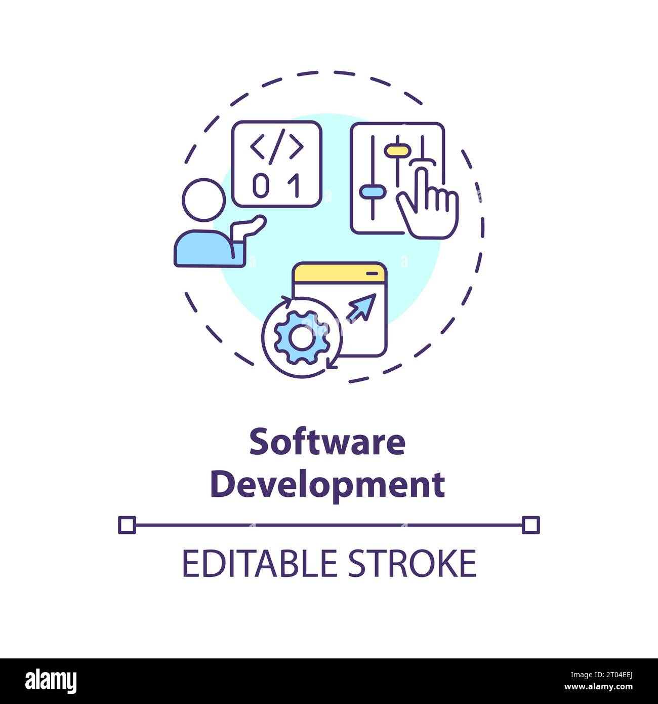 2D colorful thin linear icon software development concept Stock Vector ...