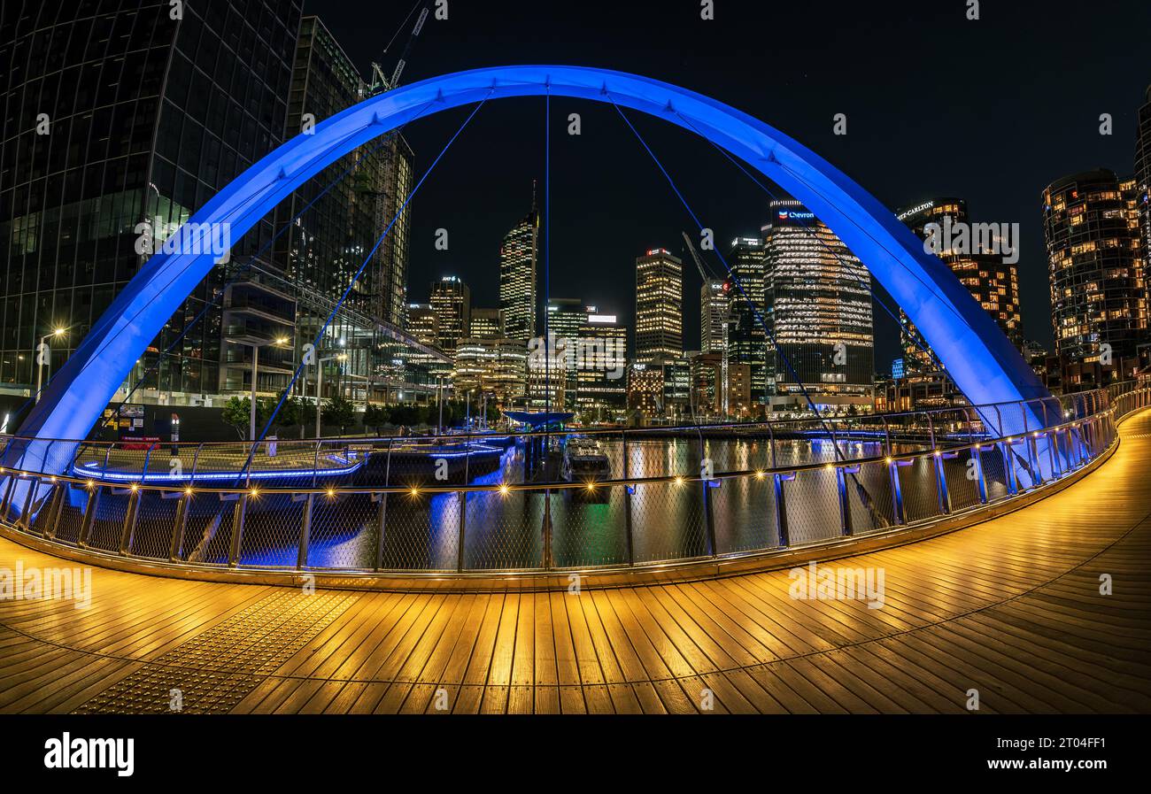 Perth, WA, Australia - City skyline illuminated at night as seen from ...