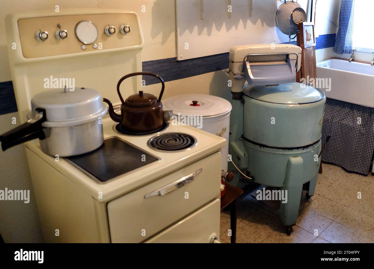 Inside post war prefabricated emergency housing bungalow Stock Photo ...